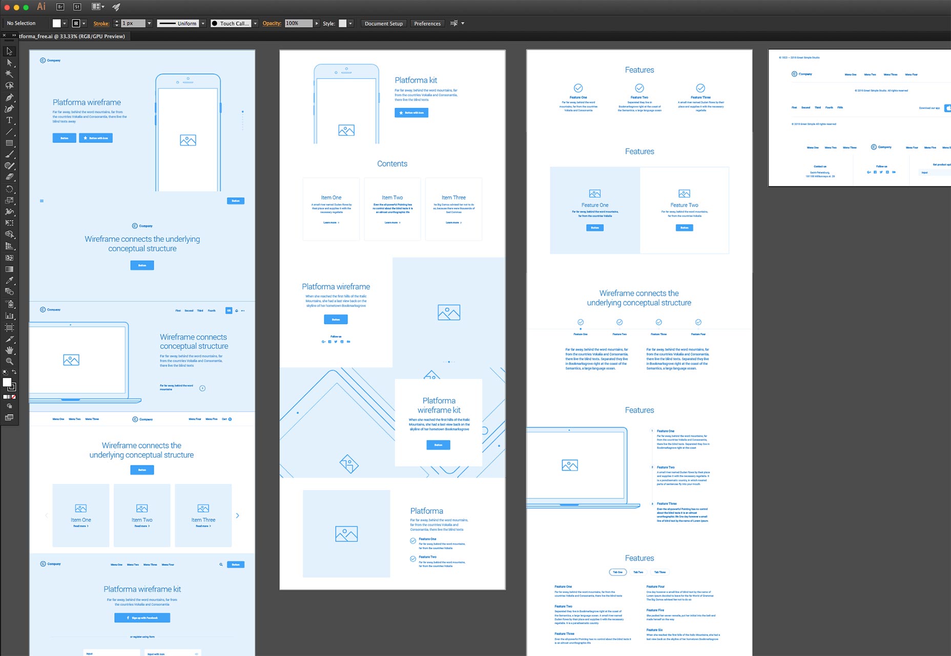 Free download: Platforma iOS and web wireframe kits